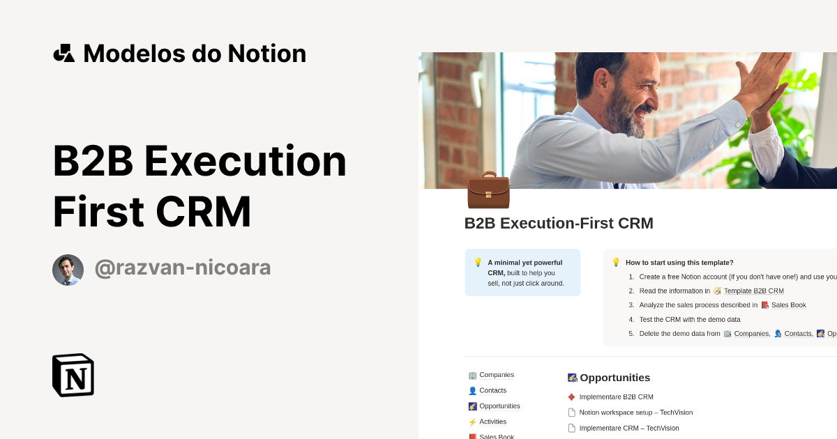 Modelo B2B Execution First CRM | Marketplace do Notion
