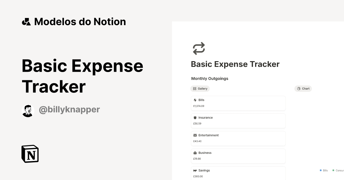 Basic Expense Tracker Modelo por Billy Knapper | Marketplace do Notion