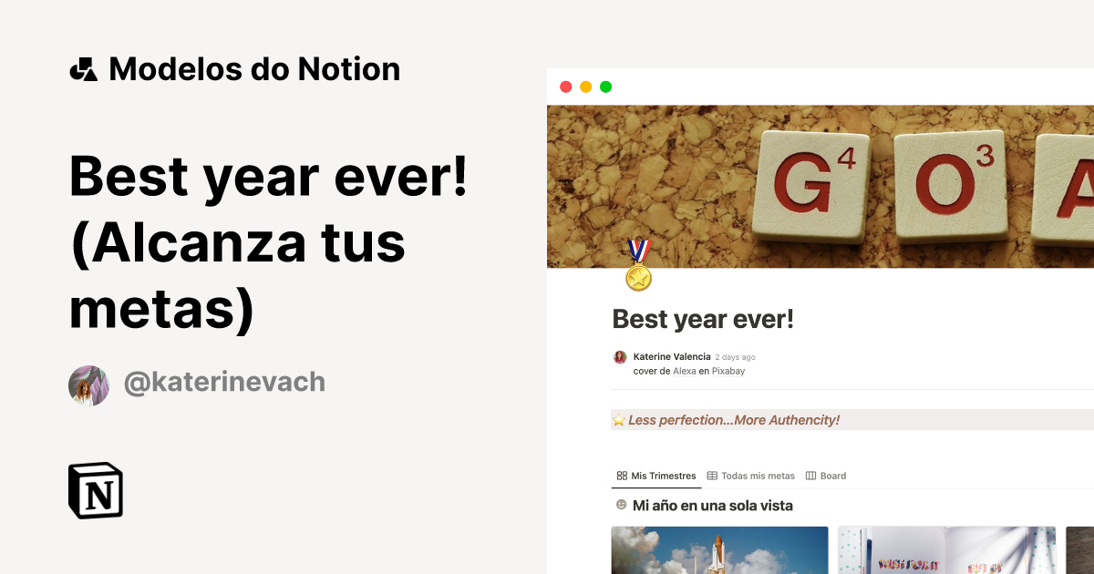 Modelo Best year ever! (Alcanza tus metas) | Marketplace do Notion