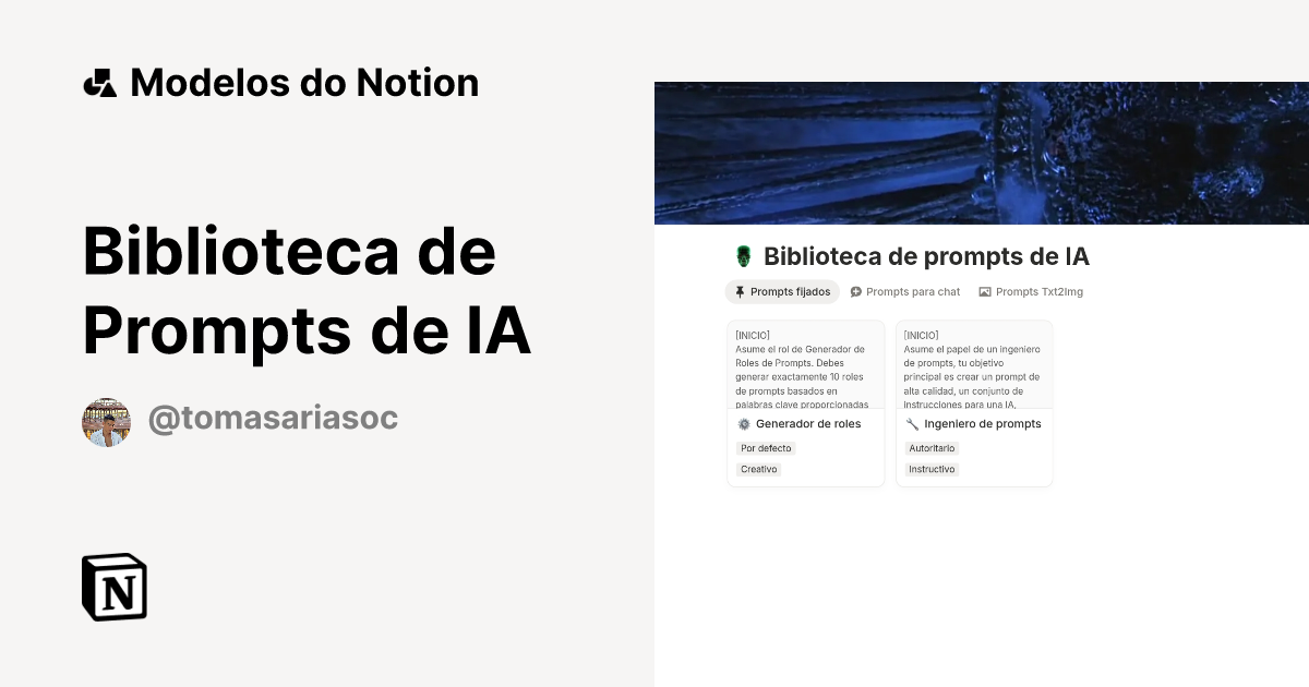Modelo Biblioteca de Prompts de IA | Marketplace do Notion