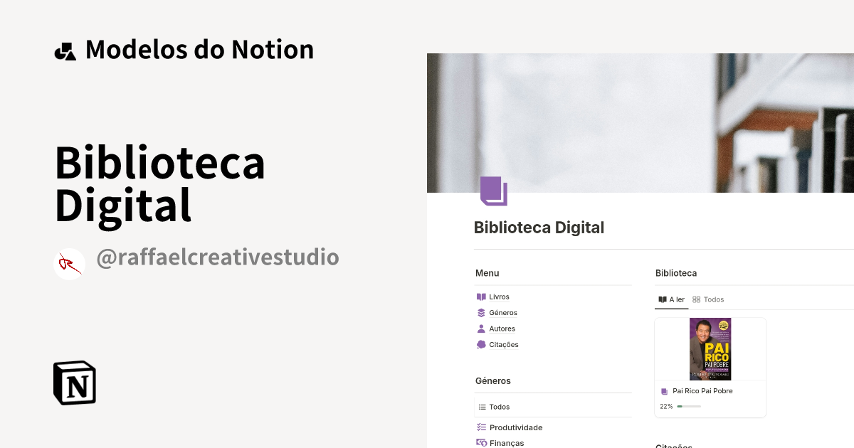 Modelo Biblioteca Digital | Marketplace do Notion
