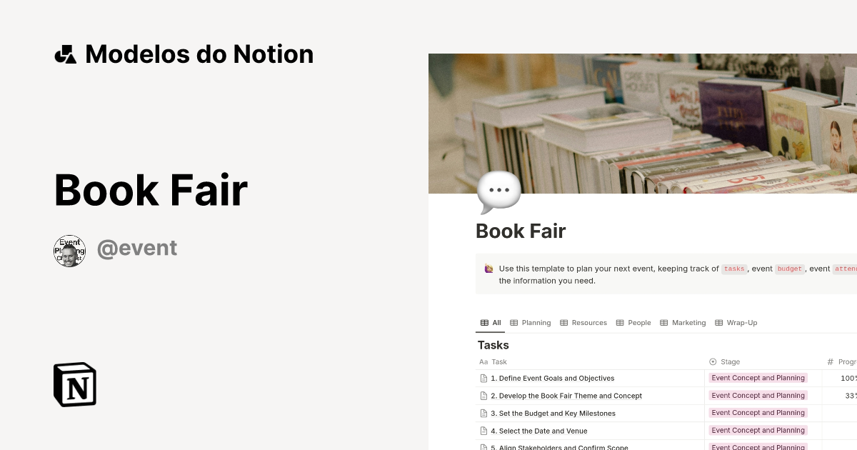 Modelo Book Fair | Marketplace do Notion