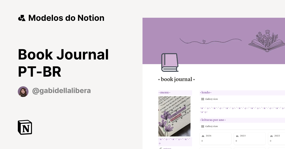 Modelo Book Journal PT-BR | Marketplace do Notion