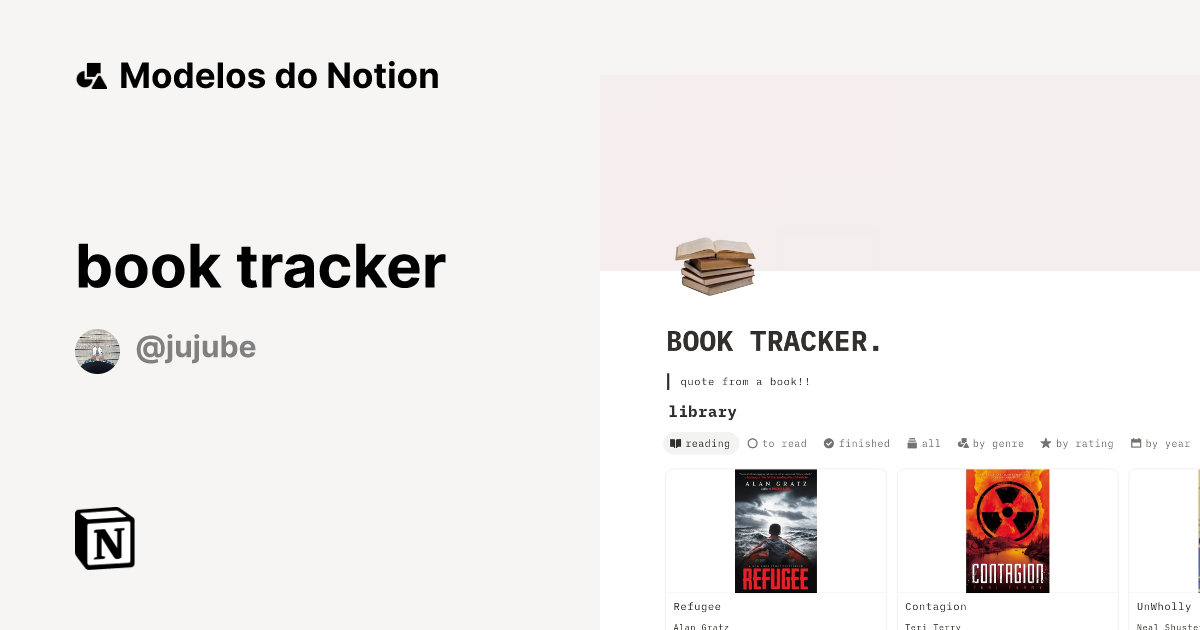 book tracker Modelo por RUBY | Marketplace do Notion