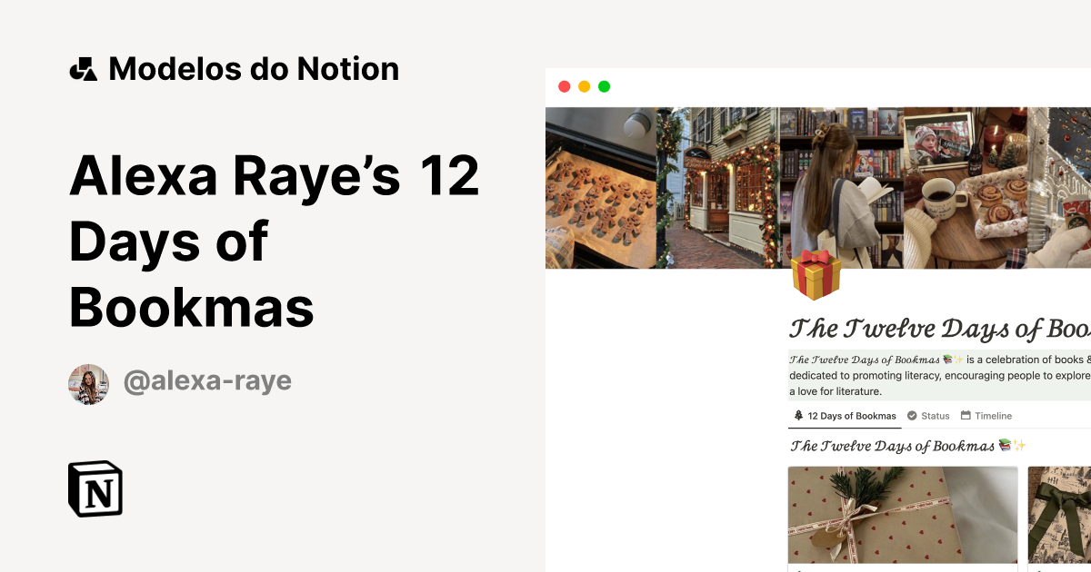 Alexa Raye’s 12 Days of Bookmas Modelo por Alexa Raye | Marketplace do Notion