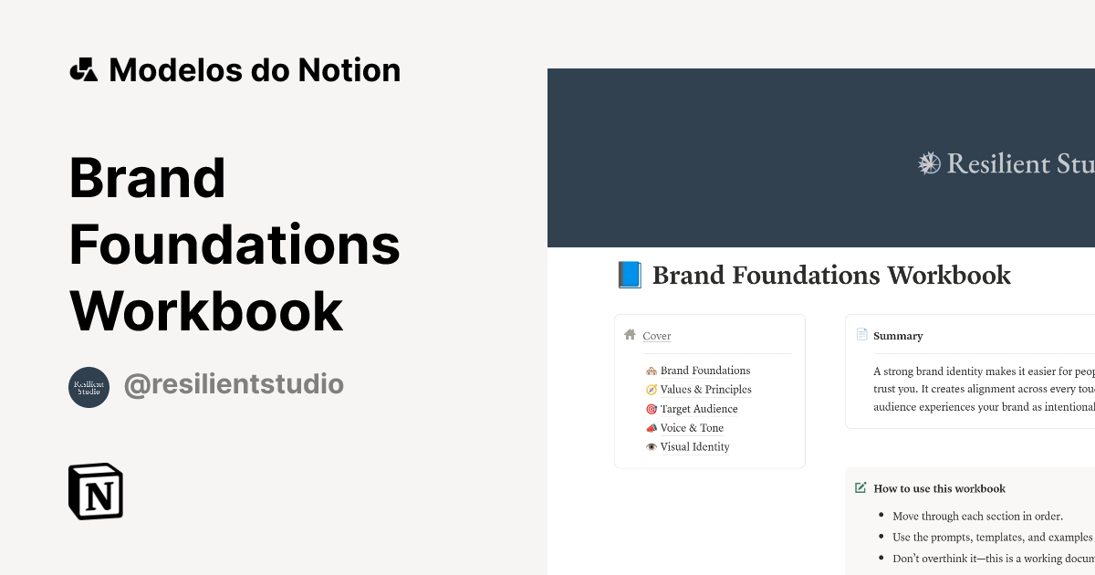 Brand Foundations Workbook Modelo por Resilient Studio | Content ...
