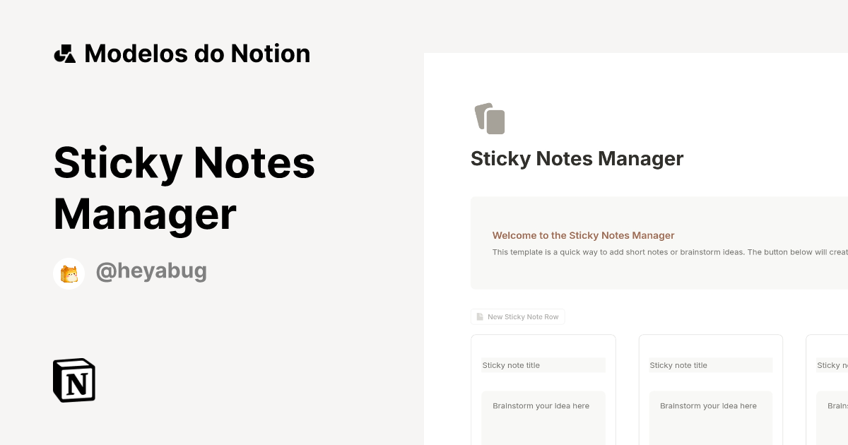 Modelo Sticky Notes Manager | Marketplace do Notion