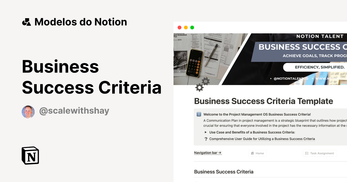 Business Success Criteria Modelo por Shay Campbell (Notion Talent co ...