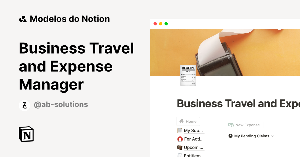 Modelo Business Travel and Expense Manager | Marketplace do Notion