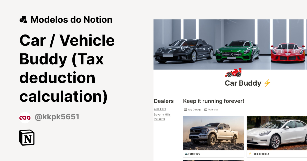 Modelo Car / Vehicle Buddy (Tax deduction calculation) | Marketplace do ...