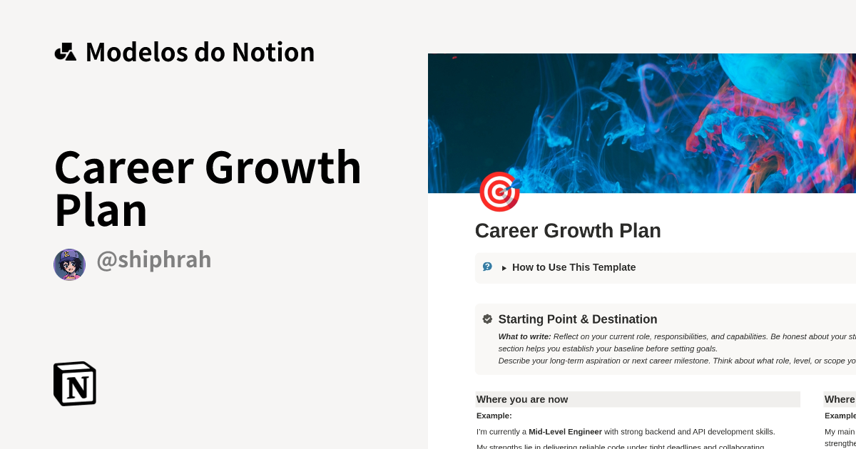 Career Growth Plan Modelo por Cassia | Marketplace do Notion