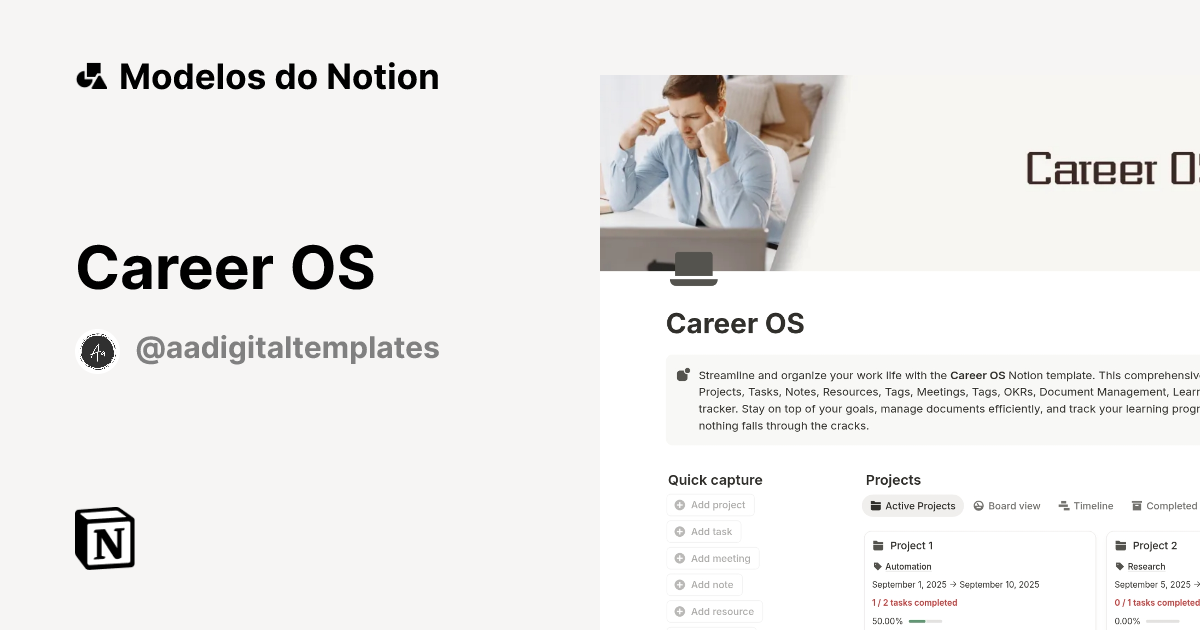 Modelo Career OS | Marketplace do Notion