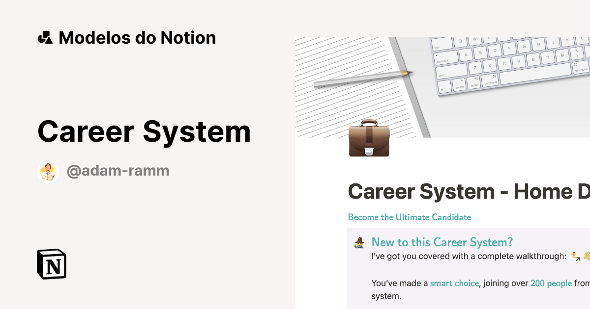 Modelo Career System | Marketplace do Notion