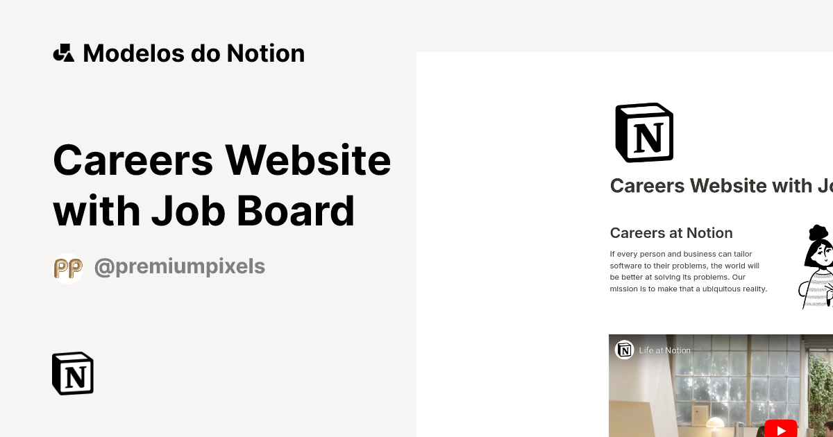 Modelo Careers Website with Job Board | Marketplace do Notion