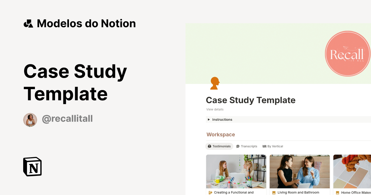Modelo Case Study Template | Marketplace do Notion