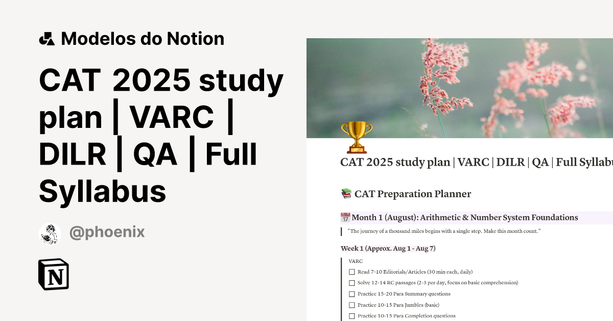 CAT 2025 study plan | VARC | DILR | QA | Full Syllabus Modelo por ...