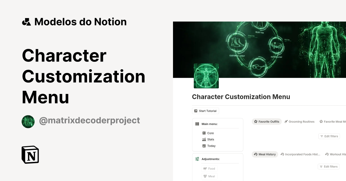 Character Customization Menu Modelo por Matrix Decoder Project ...
