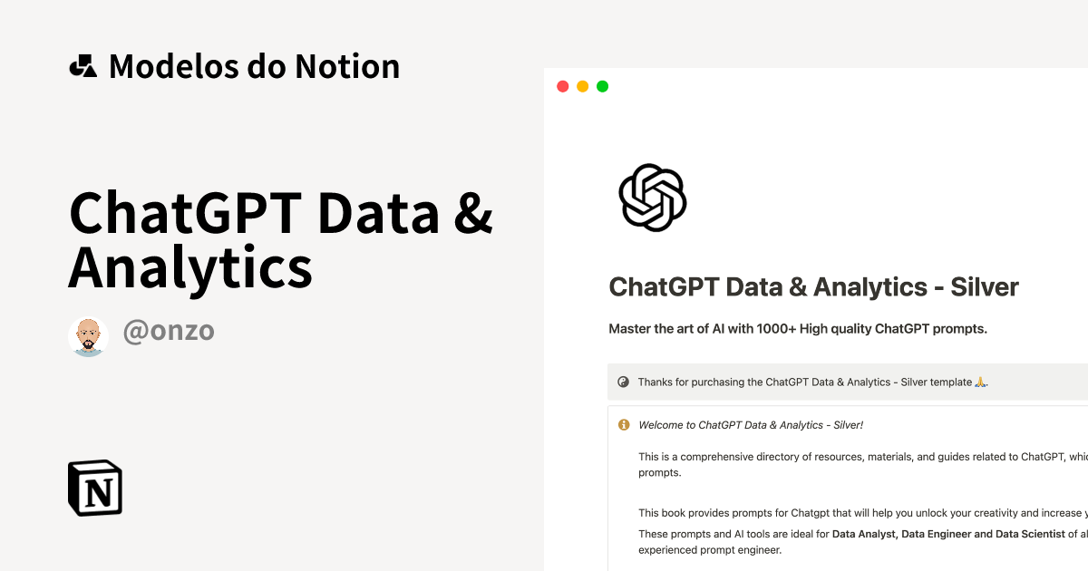 Modelo ChatGPT Data & Analytics | Marketplace do Notion