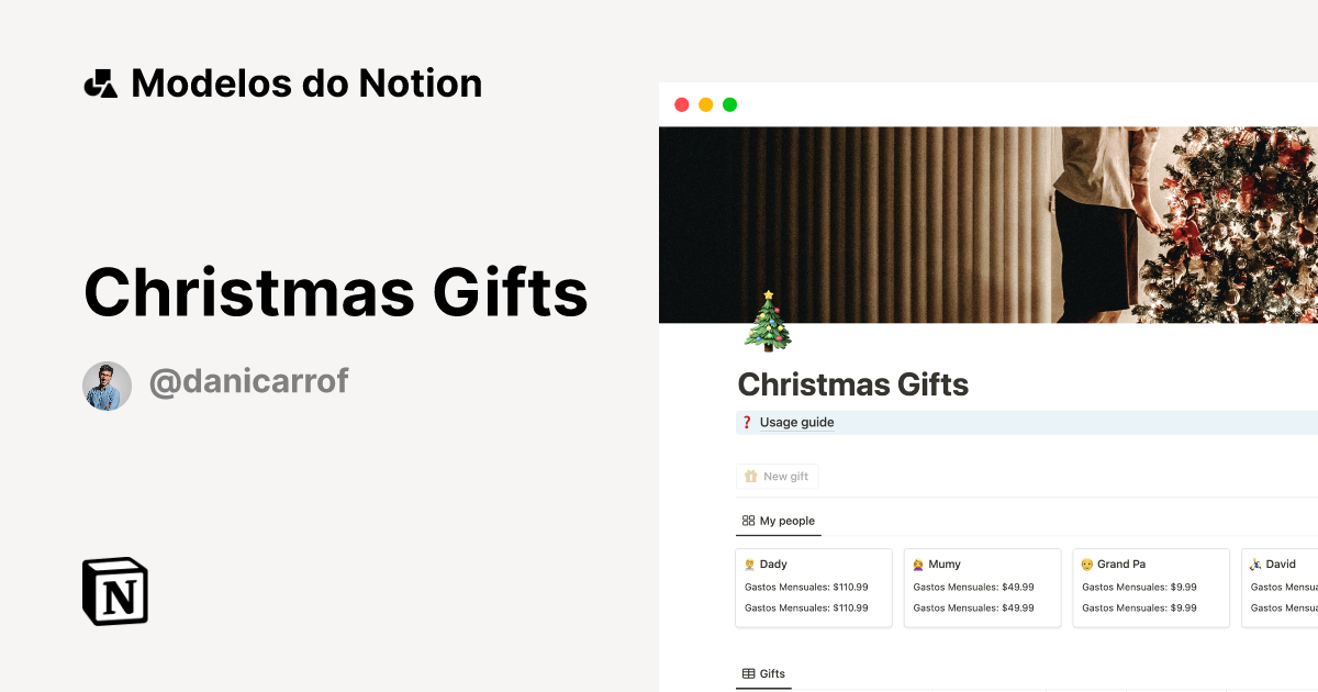Modelo Christmas Gifts | Marketplace do Notion