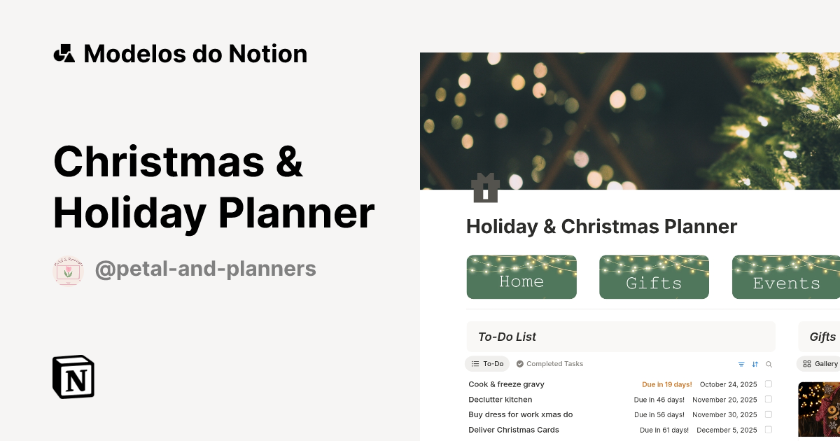 Modelo Christmas & Holiday Planner | Marketplace do Notion
