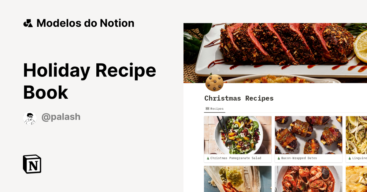 Modelo Holiday Recipe Book | Marketplace do Notion