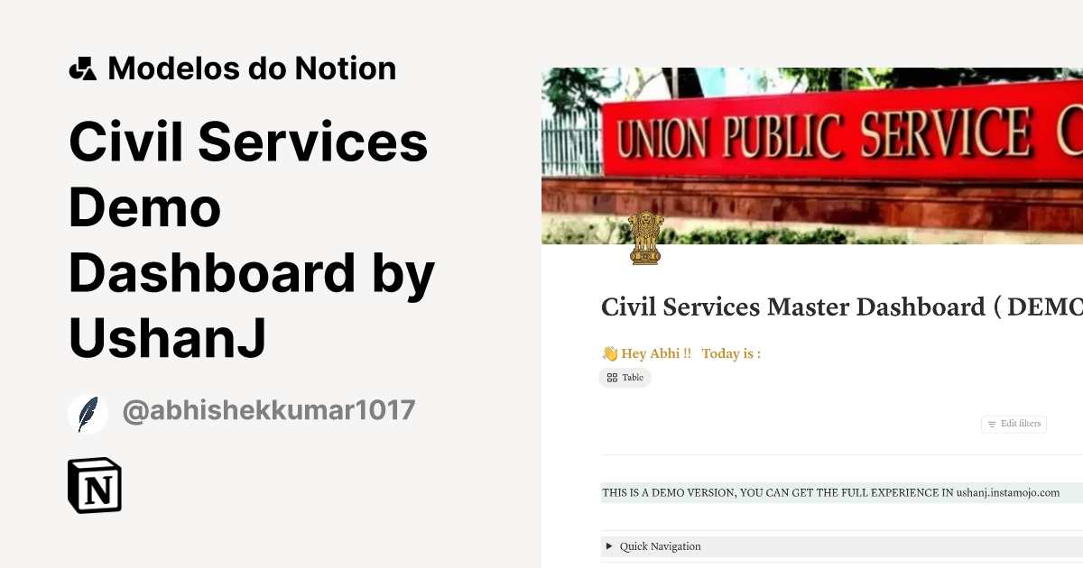 Civil Services Demo Dashboard by UshanJ Modelo por UshanJ by Abhishek ...