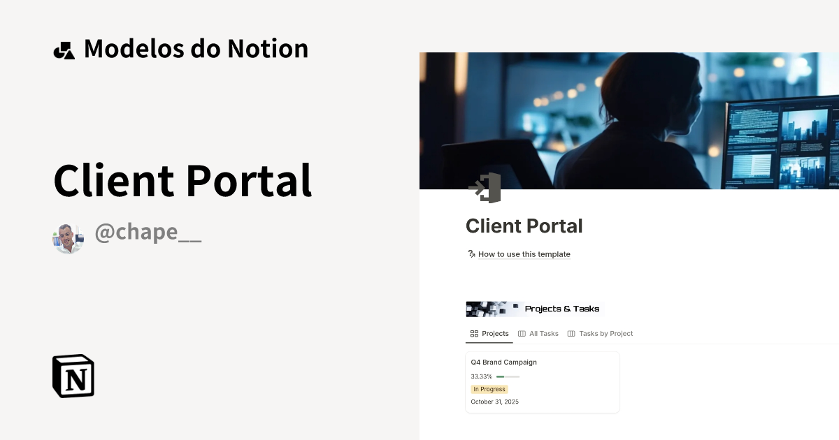 Client Portal Modelo por Chape | Marketplace do Notion