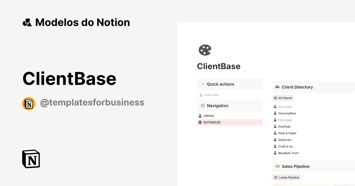 Modelo ClientBase | Marketplace do Notion