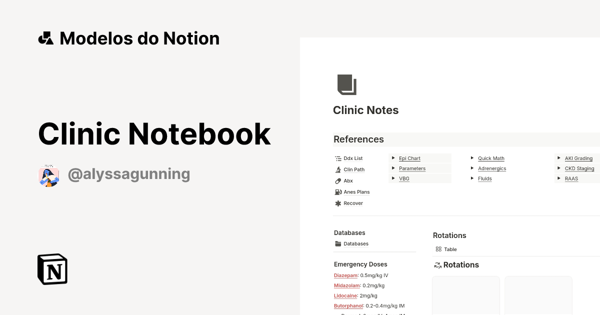 Clinic Notebook Modelo por Alyssa Gunning | Marketplace do Notion