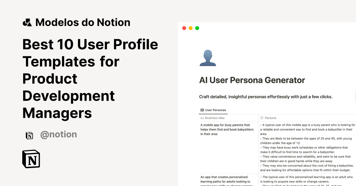 Best 10 User Profile Templates for Product Development Managers ...