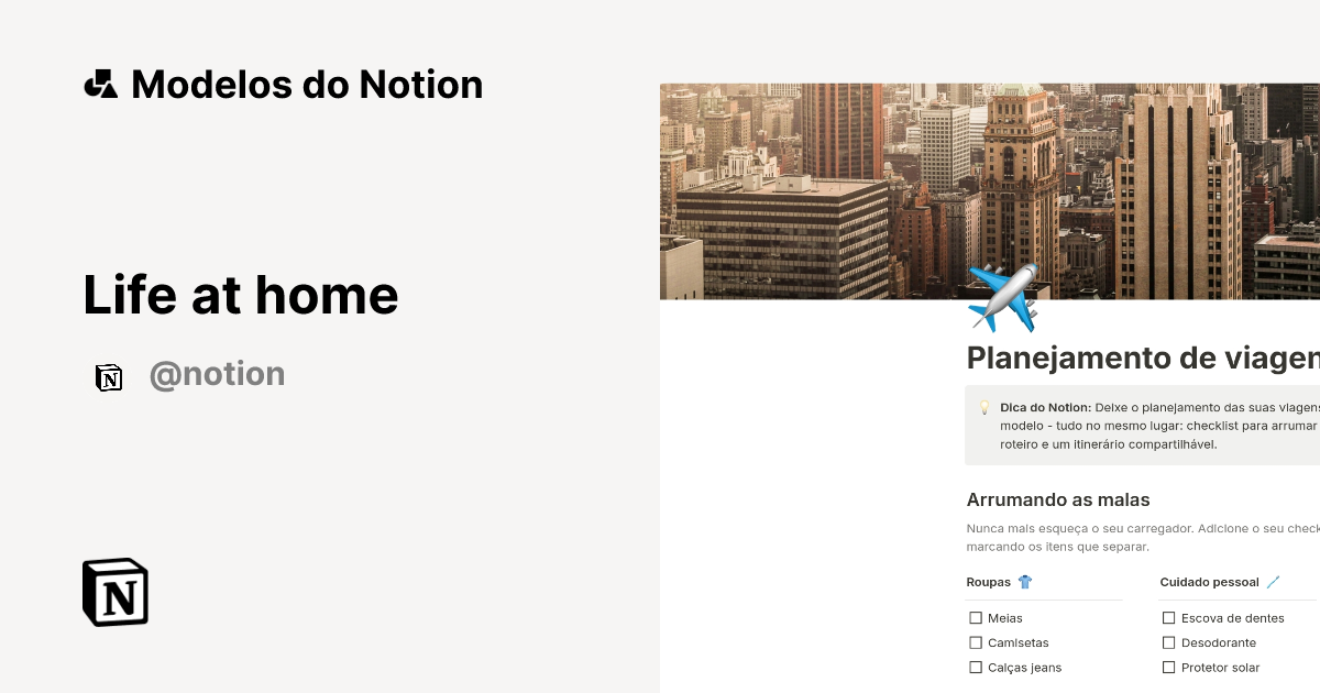 Life at home | Marketplace de Modelos do Notion