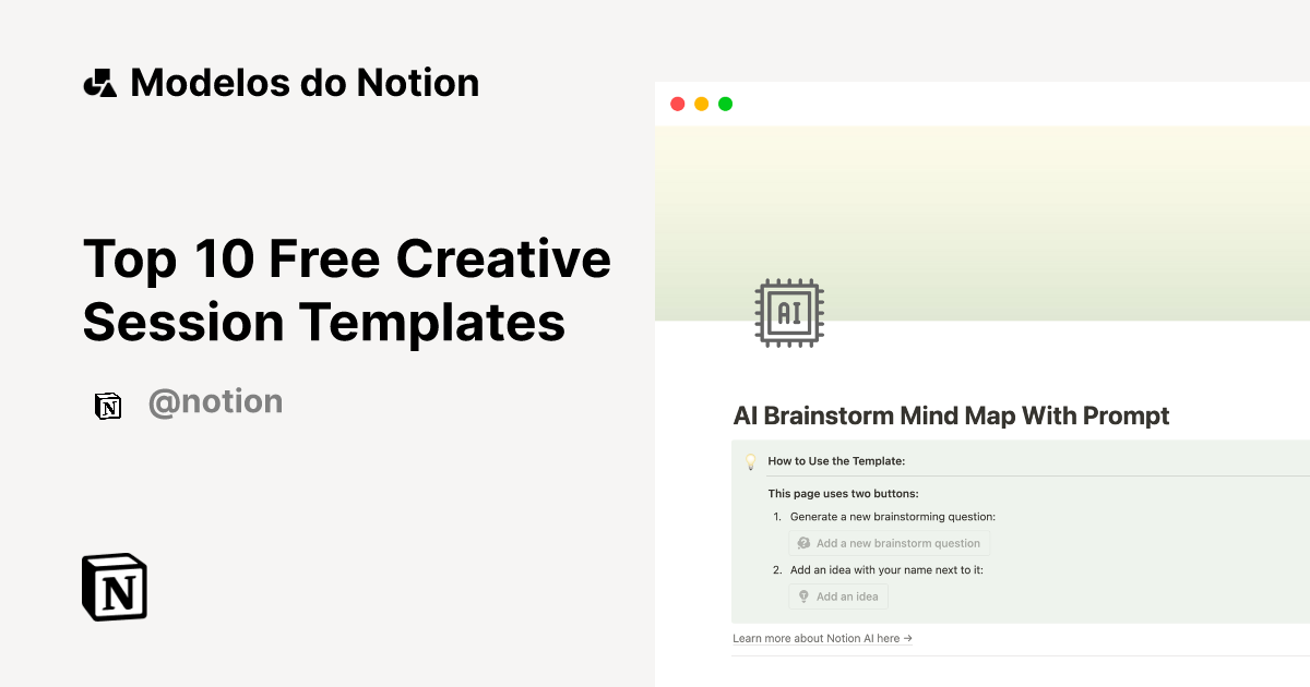 Top 10 Free Creative Session Templates | Marketplace de Modelos do Notion