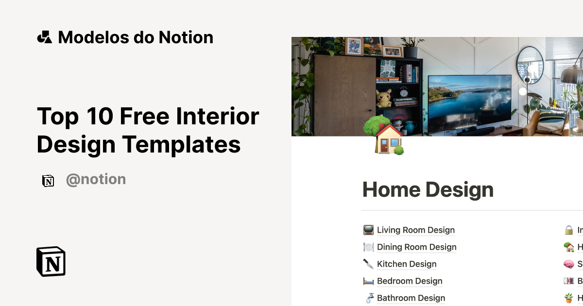 Top 10 Free Interior Design Templates | Marketplace de Modelos do Notion
