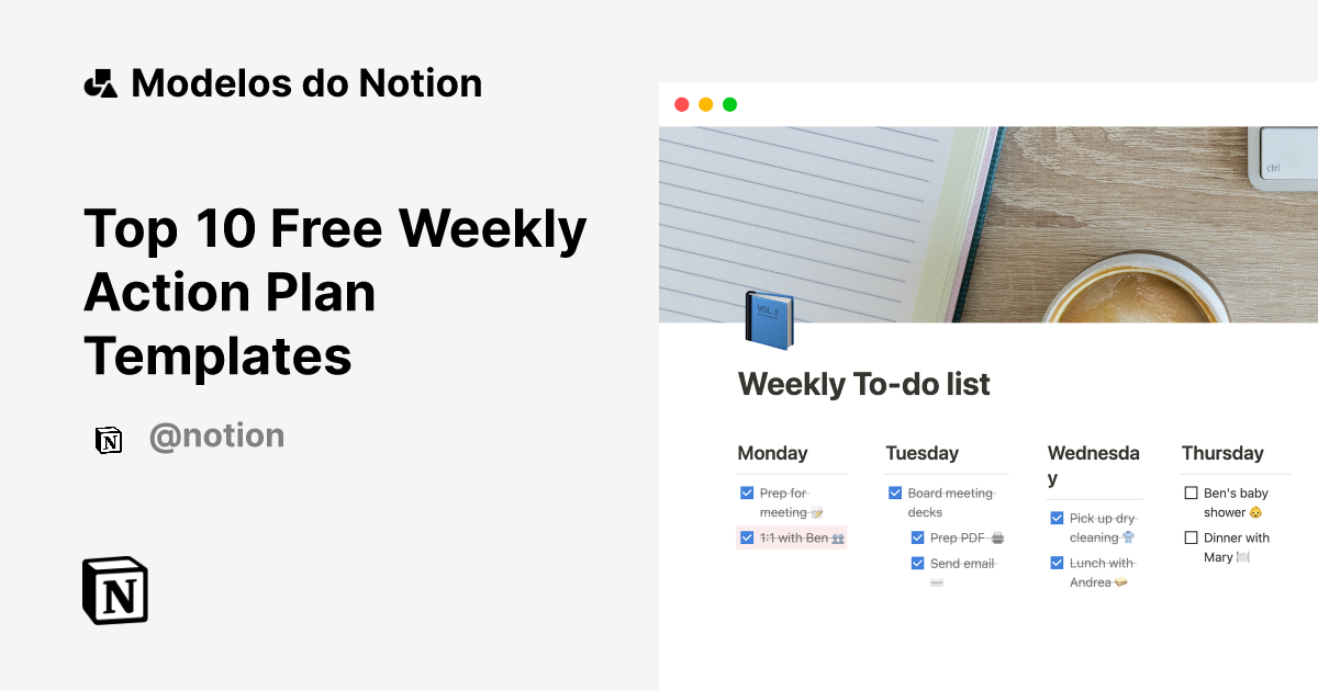 Top 10 Free Weekly Action Plan Templates | Marketplace de Modelos do Notion