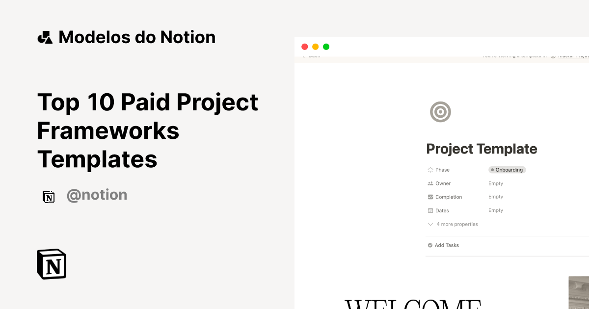 Top 10 Paid Project Frameworks Templates | Marketplace de Modelos do Notion