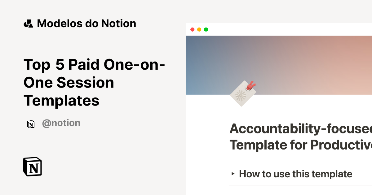 Top 5 Paid One-on-One Session Templates | Marketplace de Modelos do Notion