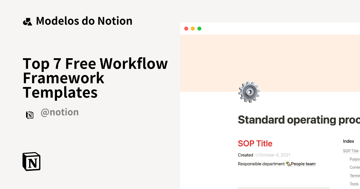 Top 7 Free Workflow Framework Templates | Marketplace de Modelos do Notion