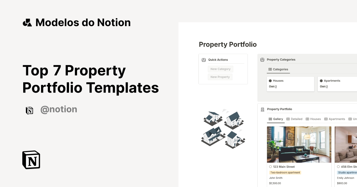 Top 7 Property Portfolio Templates | Marketplace de Modelos do Notion