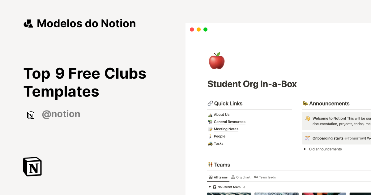 Top 9 Free Clubs Templates | Marketplace de Modelos do Notion