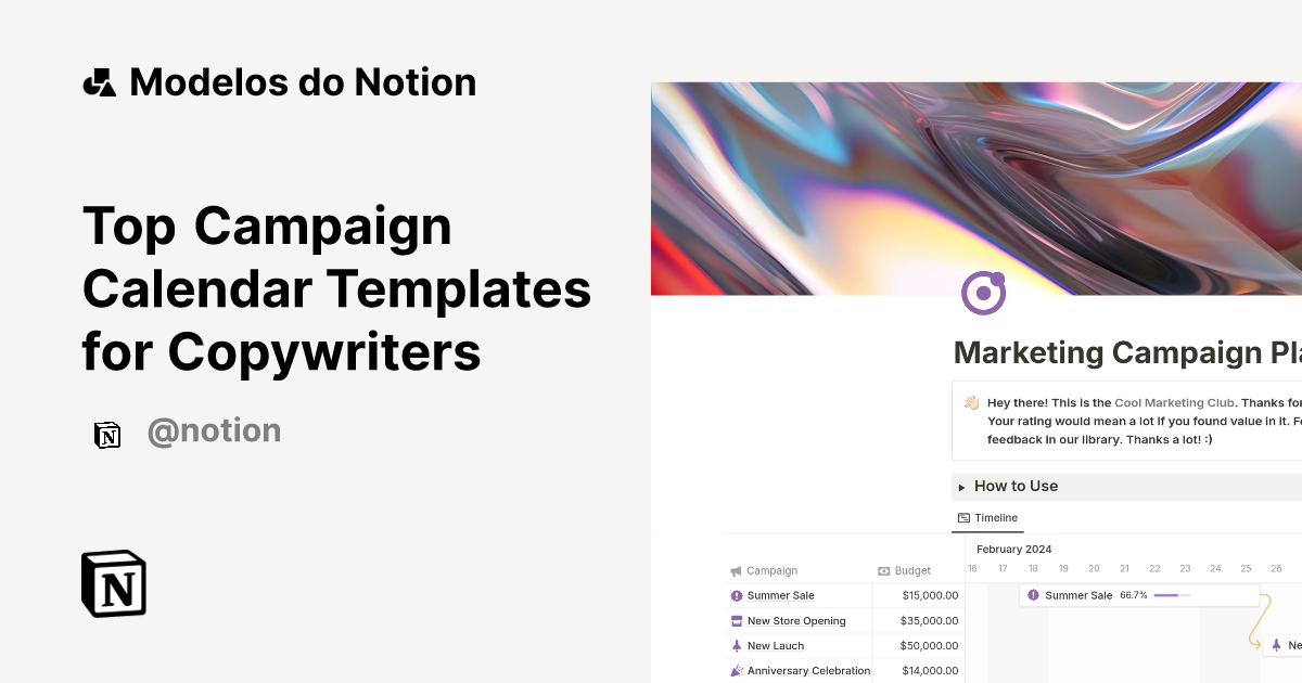 Top Campaign Calendar Templates for Copywriters | Marketplace de ...