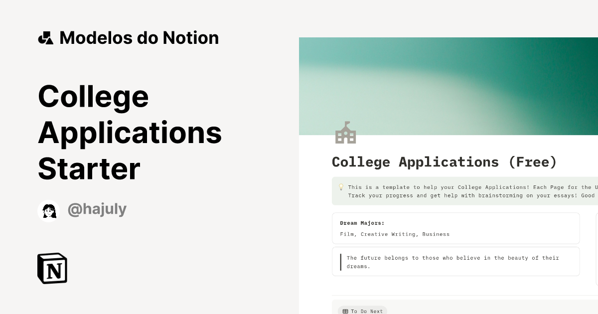 College Applications Starter Modelo por The Utility Project ...