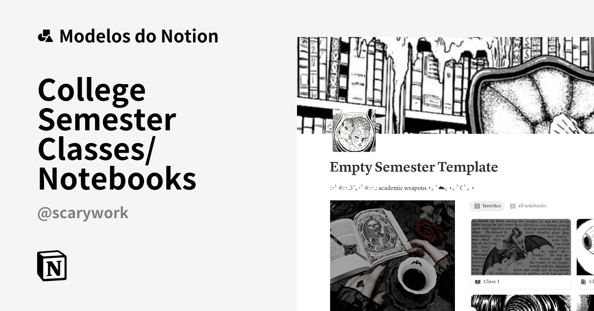 College Semester Classes/Notebooks Modelo por Kate's Gothic Templates ...