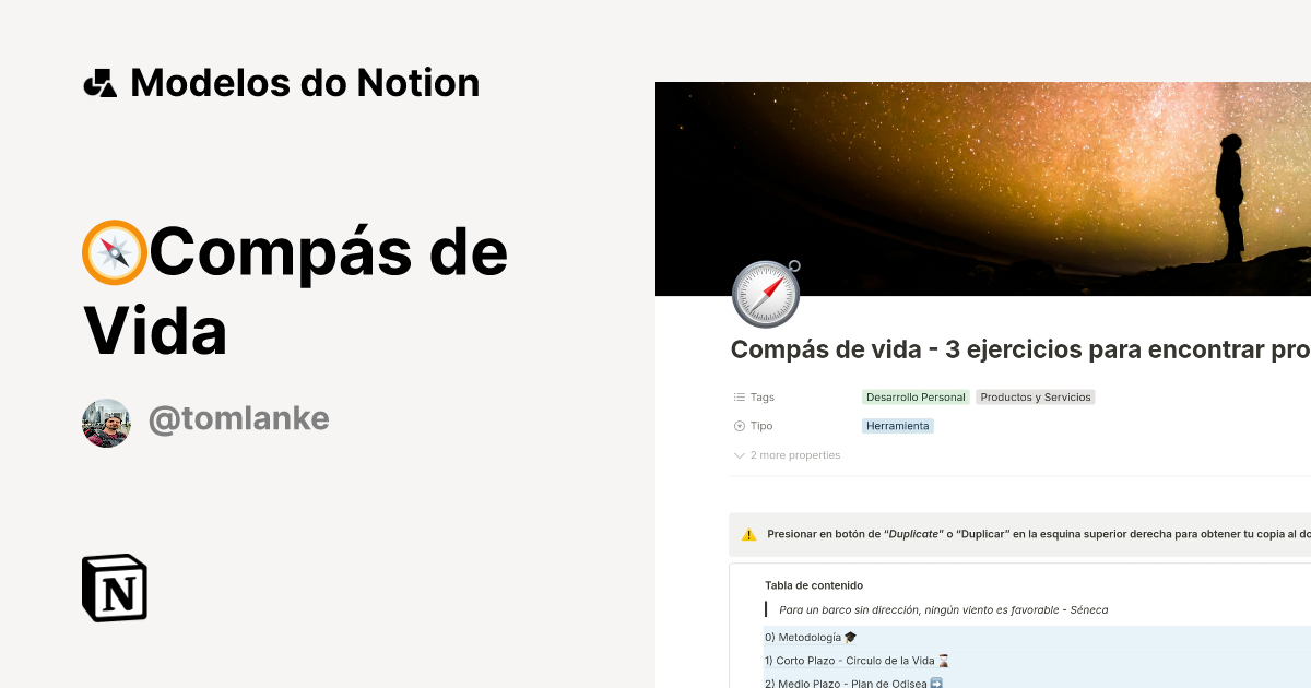 Modelo 🧭Compás de Vida | Marketplace do Notion