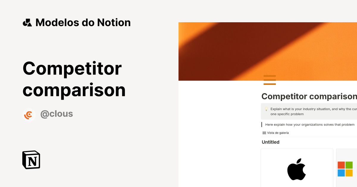 Modelo Competitor comparison | Marketplace do Notion
