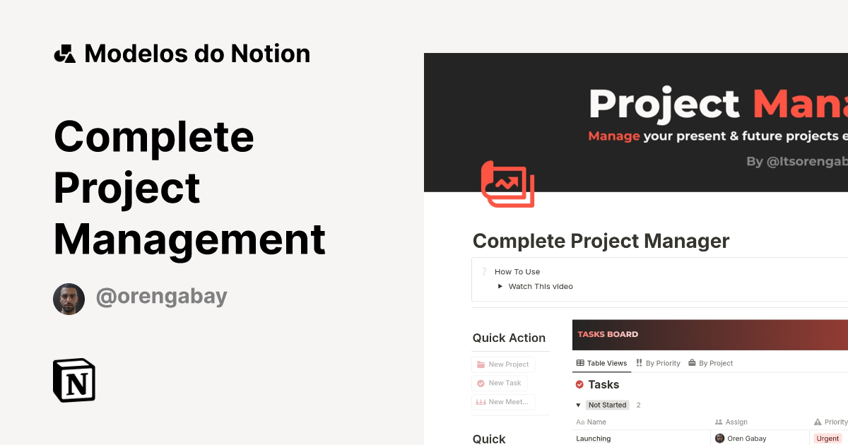 Modelo Complete Project Management | Marketplace do Notion