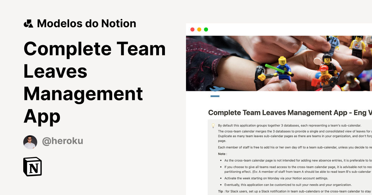 Modelo Complete Team Leaves Management App | Marketplace do Notion