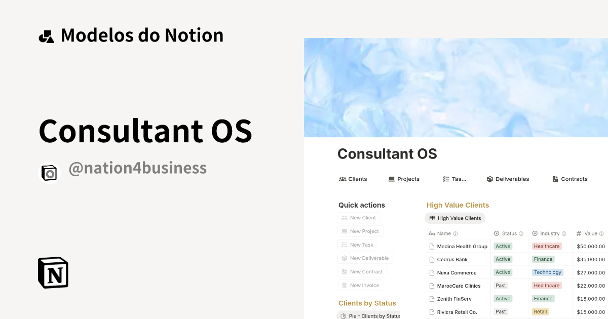 Consultant OS Modelo por Nation4Business | Marketplace do Notion