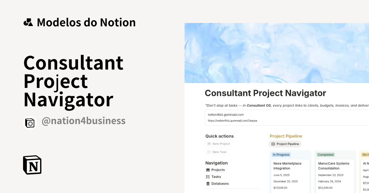 Modelo Consultant Project Navigator | Marketplace do Notion