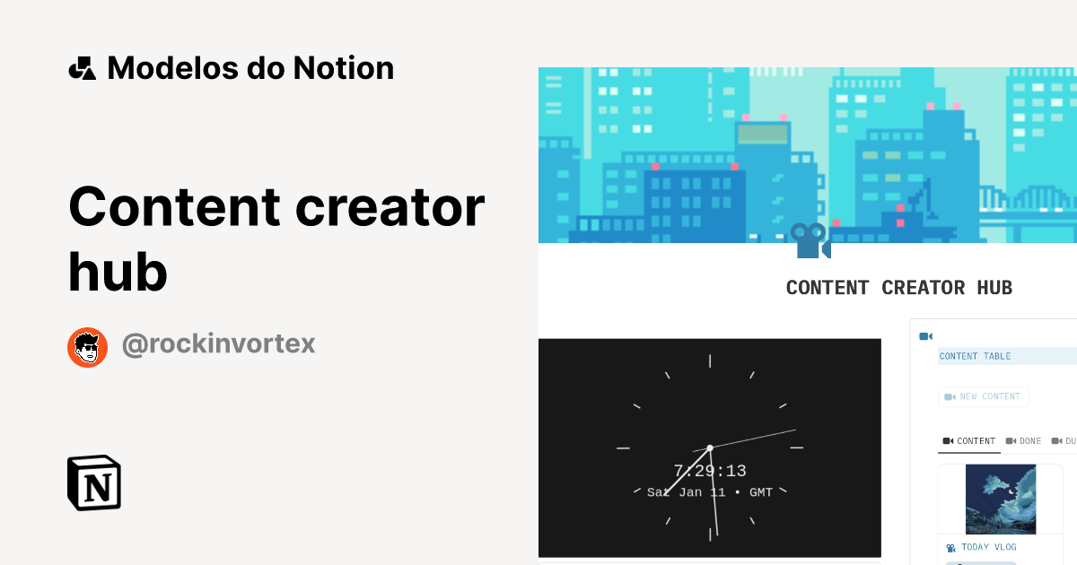 Modelo Content creator hub | Marketplace do Notion