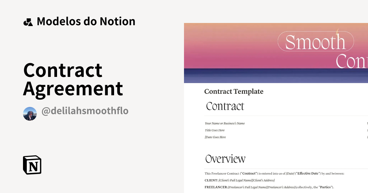 Modelo Contract Agreement | Marketplace do Notion